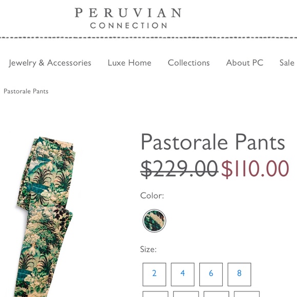 Peruvian Connection | Pants & Jumpsuits | Peruvian Connection Pastorale ...